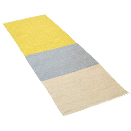 オカ(OKA) プリスベイス ビニールマット 約60cm×180cm イエロー(拭ける 洗える) サイズ:60cm×180cm マットの高さ:約4mm 素材:表糸 ポリ塩化ビニル100%、芯糸 ポリエステル100% 生産国:インド ビニール...