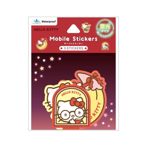 グルマンディーズ サンリオキャラクターズ 蓄光モバイルステッカー ハローキティ SANG-560KT スマホケースに挟むこともできるスマホサイズにぴったりなデコレーションステッカーセットです。 安心な濡れ・汚れに強い耐水コーティング仕様 暗...