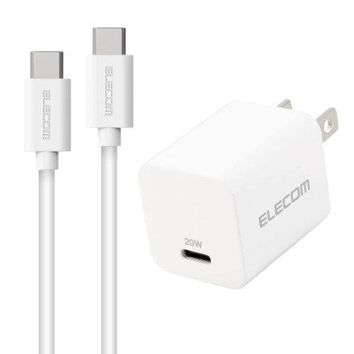 エレコム USB PD対応 20W 充電器 Type-C×1ポート ケーブル付き(C-C/1.5m) 小型 コンパクト 折りたたみ式プラグ採用 コンセント ホワイト EC-AC17WH USB Power Deliveryに対応したUSB ...