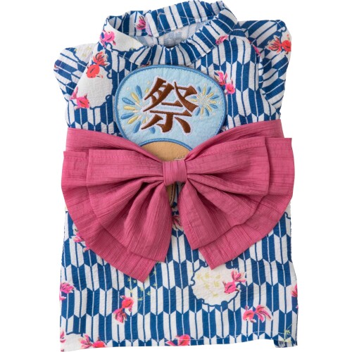 tassu ペット用浴衣 犬服 猫兼用 矢絣柄 金魚柄 マジックテープ うちわ ガーリー 夏祭り 和風 着物 ドッグウェア ペットウェア M ネイビー 169-6241A2 サイズ:着丈約26×首回り26〜30×胴回り38〜42cm 矢絣柄...
