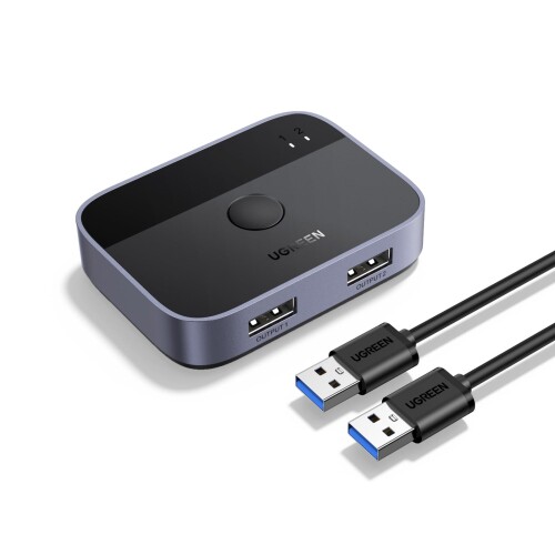 UGREEN USB3.0切替器 2入力2出力 USB切替機 2PCでキーボード/マウス/プリンタ/スキャナ/Webカメラなどを共有、2台のPC用プリンタ切替機、2*USBポート切り替え機 2本USBケーブル付き 【2台のPCで複数のデバイ...