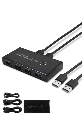 シズカウィル 2in4 USB切替器 USB 2.0 1個入り 【複数PCでUSB機器を共有】1台のUSB機器を2台のPCで切り替え可能、周辺機器の共用に便利です 【ドライバ不要の簡単接続】USBケーブルを差し込むだけで自動認識し、すぐ利用...