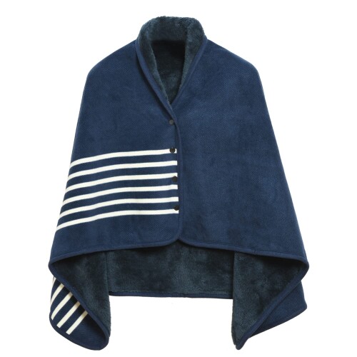クモリ(Kumori) ひざ掛け 肩掛け 毛布 大判 ブランケット 4way 着る毛布 ボタン付き あったか 防寒対策 静電気防止 洗える 通年使用 (ネイビー 100X140cm) 【多機能毛布・スナップボタン付き】ひざ掛けとしてだけでは...