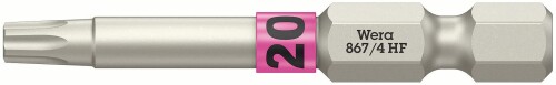 WERA ヴェラ トルクス内ネジ用 ドライバービット 差込6.35mm 刃先サイズTX20 全長50mm 060508 サイズ(TX):20、全長(mm):50、軸径(mm):4.5、差込口の溝位置(mm):9 TORX内ネジ用の高品質ビッ...