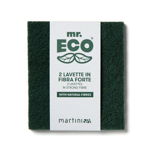 mr.ECO ファイバー スポンジ ハードタイプ (2枚セット) コゲつきなどのしつこい汚れにも イタリアMartini S.P.A.社のmr.ECOシリーズのスポンジです。 サイザルとリサイクルしたPET繊維を不織布状のスポンジにしたもの...