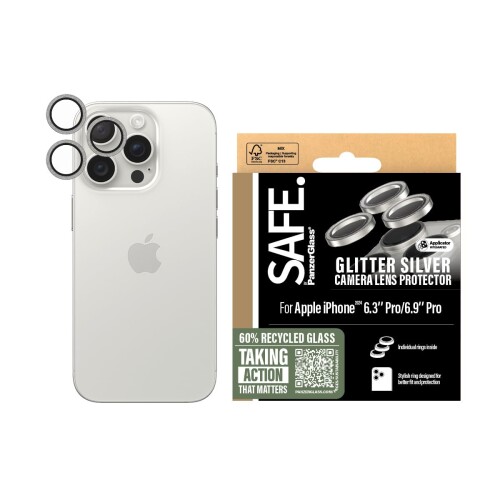 PanzerGlass パンザーグラス iPhone 16 Pro/iPhone 16 Pro Max SAFE. by Camera Lens Protector Glitter Silver デンマーク発。欧州で1千万人の実績のある保護...