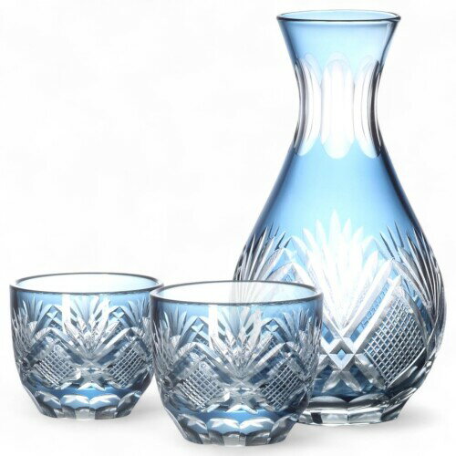 J-kitchens 水影 切子 グラス カップ 日本酒 酒器 (徳利 1 盃 2 セット) 華と矢 インクブルー Current Model 生産地:中国 素材・成分:ガラス/切子細工 パッケージ:ギフトボックス 急冷・急熱など急な温度差...