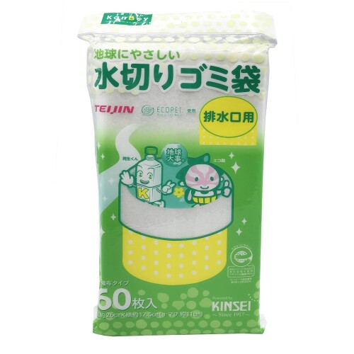 金星製紙 水切り袋 KanBey 水切りゴミ袋 排水口用 60枚入 不織布タイプ 日本製 エコマーク認定商品 本体サイズ:約26×12.5cm(+マチ約11cm)(1枚あたり) 素材・材質:再生PET約65%、ポリエチレン約35% 原産国:...