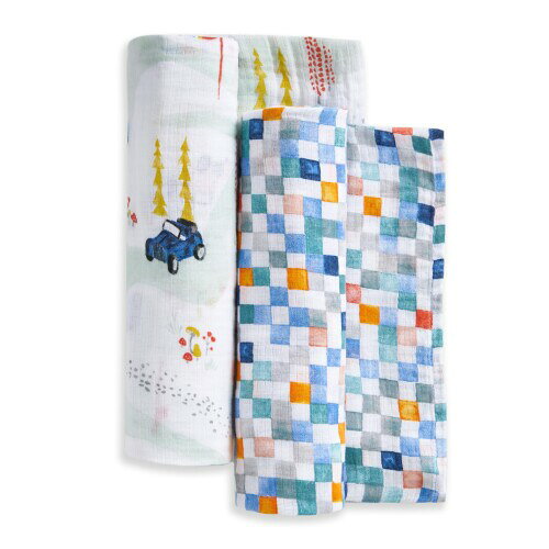 aden + anais essentials エイデンアンドアネイエッセンシャルズ おくるみ スワドル ヴィンテージカー オーガニック 2枚 セット aden + anais essentials (エイデンアンドアネイ エッセンシャルズ...