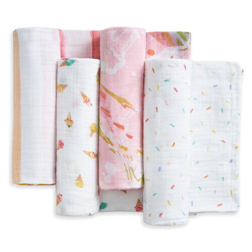 aden + anais essentials エイデンアンドアネイエッセンシャルズ おくるみ スワドル アイスクリーム オーガニック 4枚 セット aden + anais essentials (エイデンアンドアネイ エッセンシャルズ)...