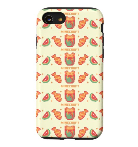 Minecraft Pixelated Axolotl Fish & Watermelon Retro Logo スマホケース iPhone SE (2020) / 7 / 8 用 Officially Licensed Minecraft...