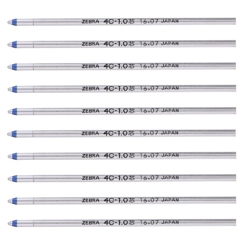 ゼブラ 油性ボールペン替芯 シャーボ 4C-1.0芯 青 10本 B-R4C10-BL 適合商品:フォルティアef(元々の商品には4C-0.5芯搭載)/手帳用500/ミンナ和柄/SL-F1mini/フォルティア500/ワークダッシュ/ワーク...