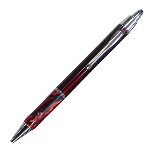 オート 油性ボールペン アメリカンテイスト レッド AT-5R201Bレッド ひとつとして同じ模様がない、高級感溢れる個性派油性ボールペン。 【サイズ】全長139×軸径10.6×最大径14.5mm 【重量】20.6g 【材質】軸:アクリル ...
