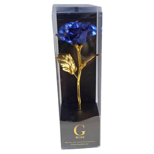 キューフラ(Q-FLA) 造花 アーティシャルフラワー ゴールデンローズ S ブルー 一輪 薔薇 ギフト プレゼント 831058 W7×D7×H20cm LEDや、日の光にあてるとキラキラと輝くバラの花がとってもロマンティック? インパク...