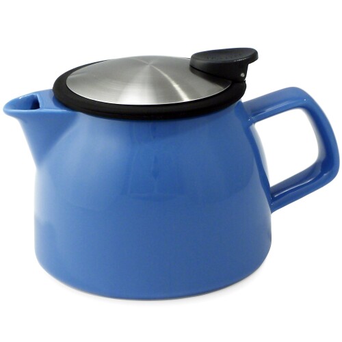 フォーライフ ティーポット 陶器 470ml 2-3杯用 茶こし付き 食洗機対応 本体電子レンジ対応 蓋が落ちない 片手で注げる ブルー 青 ベルティーポット 543Blu 商品サイズ:約15.9×11.4×10.2cm 商品重量:0.5k...