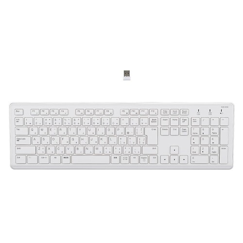 MCO 無線 静音 フル キーボード ホワイト Z4524 会議室や夜間の使用など打鍵音が気になる場所・場面でも快適にご使用いただけます。一般的なメ ンブレン方式はキー部品がキーボード本体と接触し音が発生していました。本製品ではキーが本体と...