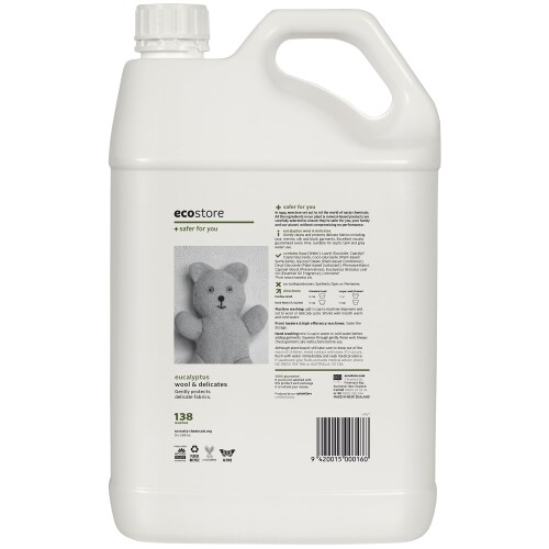 ecostore(エコストア) デリケート&ウールウォッシュ おしゃれ着用 5L 詰め替え おしゃれ着洗剤 洗濯洗剤 おしゃれ着 ウール用 中性洗剤 ユーカリの香り 大切に着たいデリケートな素材の衣類を、ふっくらと柔らかく仕上げるおしゃれ着...