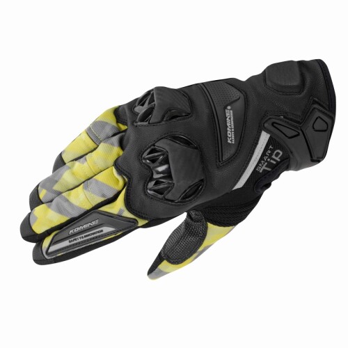(コミネ) バイク用 グローブ プロテクトレザーメッシュグローブ Plaid Yellow M GK-234 1232 春夏秋向け メッシュ素材 カーボン プロテクター エアインテーク付きナックルガードを採用したレザー×メッシュのグローブ。...