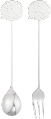 rise ねこ耳カトラリーSET SV いねむりネコ N10060 レーザーマスキング加工/家庭用食器洗浄機対応/漂白剤の使用不可 丸くなったり居眠りする猫ちゃんの姿が可愛いスプーン&フォークのセット 商品コード20076703526商品名...