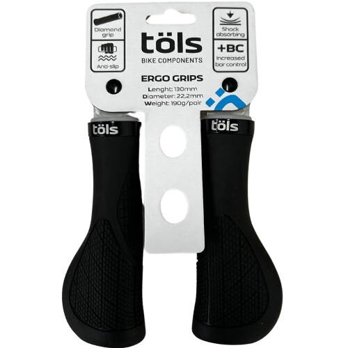 T?ls 自転車 グリップ ハンドルグリップ クロスバイク エルゴグリップ MTB 左右 バーハンドル 自転車用 サイクリング グリップ 熱可塑性ゴム TOLS エルゴノミック設計: 人間工学に基づいた形状で、長時間の走行でも快適なグリップ...