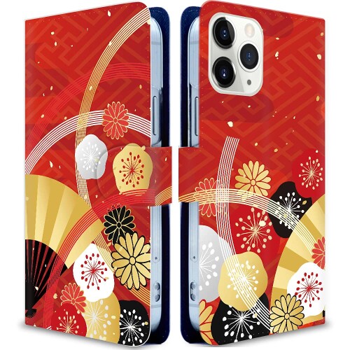 iitrust Xiaomi Mi 11 Lite 5G ケース 手帳型 カバー スタンド機能 カードホルダー ストラップ穴付き 和風の扇子 対応機種:Mi 11 Lite 5G ケース 手帳型 優れた機能性:フリップタイプ の 高級PUレ...