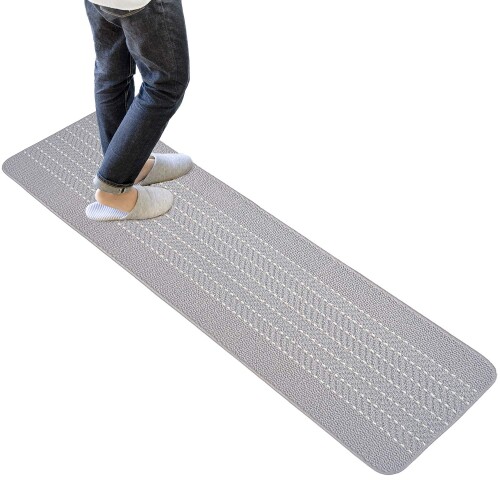 オカ(OKA) 優踏生洗いやすい キッチンマット 約45cm×180cm グレー(ヘリンボン) (洗える 軽量 滑り止め クッション) サイズ:約45cm×180cm マットの高さ: 約8mm 素材:ポリプロピレン100% 裏面すべり止め加...