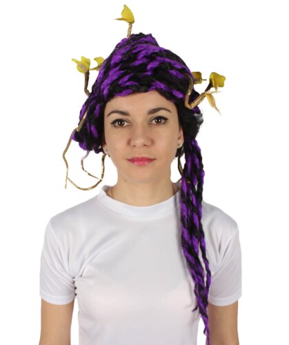 Wigs2you ウィッグ H-5663-MBKPP ハロウィンとパーティープレミアム レディースモダンメデューサスネークウィッグ ブラック＆パープルカラー スタンダード(周囲約55cm-56cm) バングラデシュ製 日本製高級ファイバー ...
