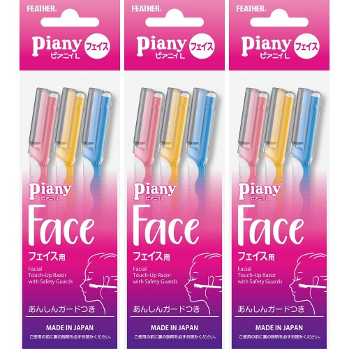 FEATHER(フェザー) ピアニィ L フェイス用 広い部分用 ガード付 3本入×3個セット 日本製 カミソリ レディース 顔 頬 額 商品サイズ (幅×奥行×高さ) :60mm×25mm×20mm 原産国:日本 内容量:3本入×3個セッ...
