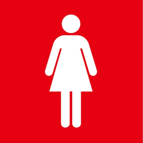 デジバン ピクトサイン 平付型(トイレマーク関連) 女(背景赤) 153×151×10 / DHS150-W(白) サイズ(mm):153×151×10 品番:DHS150-W(白)_P016 材質/仕上:ホワイト/アクリル、　仕様:インク...