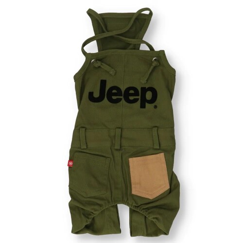 スリーアローズ JEEP(R) カーキ 【唯一無二の本格SUV Jeep公式ライセンス】カジュアルでおしゃれなJeepのオーバーオール。アメリカンヴィンテージを彷彿とさせるフロッキープリントを採用し、革パッチや星タグなどこだわりのデザイン。...