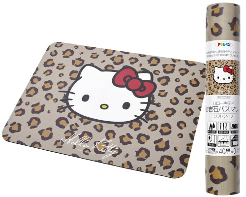 アサヒペン ハローキティ溶岩石バスマット ソフトタイプ 30cm×40cm ハローキティ&レオパード 吸水 速乾 表面サラサラ アスベスト不使用 溶岩石パウダーを使った吸水性・速乾性に優れたバスマットです。 ソフトな踏み心地で冬場も冷たくあ...