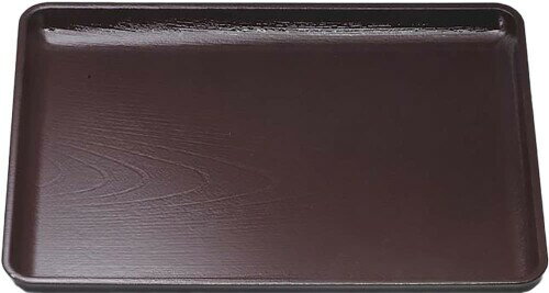 福井クラフト 卓上用トレイ・盆 ケヤキ会席盆 日本製 新溜 尺4 サイズ(約):42.5×30.5×2cm 本体重量(約):590g 素材・材質:ABS (アクリロニトリル・ブタジエン・スチレン) 樹脂 生産国:日本 耐熱温度:60度以下、...