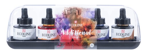 Ecoline ターレンスジャパン(Talens Japan) エコラインカラーインク アディショナルカラー5色セット T1125-9901 30ml 世界のデザイナー・建築家・イラストレーターに愛用されているカラーインクです。 エコライン...