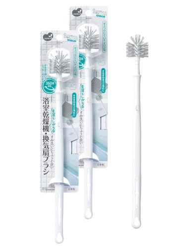 まめいた 浴室 換気扇 乾燥機 ブラシ 2個セット ホワイト 幅3.5cm×奥行3.5cm×高さ30.8cm 360度植毛 すみ洗い 見落としがちな すきま ホコリ 汚れ 落とす 日本製 BS-239 商品サイズ:縦30.8cm×幅3.5c...