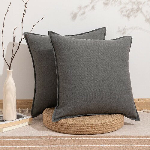 クモリ(Kumori) クッションカバー 60X60cm 2枚セットリネンっぽい 北欧 おしゃれ 無地 シンプル 綿麻っぽい 肌触り良い ソファ背当て 装飾枕カバー 座布団カバー 和室 居酒屋 業務用 旅館 お料理屋 しっかりした生地 2枚...