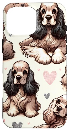 美しいコッカースパニエル柄 アメリカンコッカースパニエル スマホケース iPhone 16 Pro Max 用 American Cocker Spanielのオーナー、お母さん、お父さんにぴったりのデザイン。 アメリカン・コッカー・スパニ...