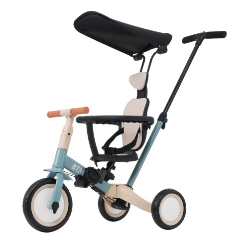 OSJ 子供用三輪車 5in1 自転車 オリジナル 押し棒付き 安全バー付き サンシェード付き ブルー 【一台5役 長く楽しめる】押し棒付き三輪車?三輪車補助輪キックバイク?キックバイク?二輪車、子供の成長に合わせて様々な機能で使える。 【...