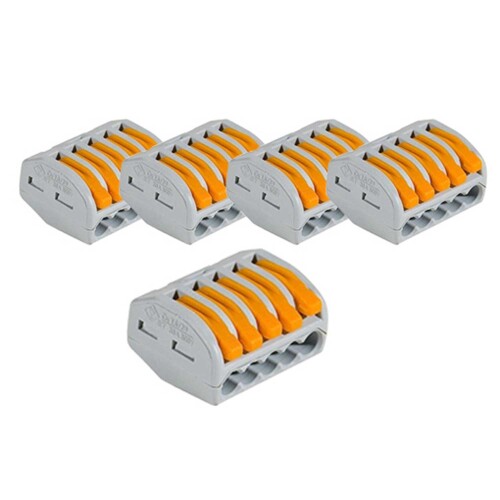 JAPPY ワンタッチコネクタ グレータイプ 電極数5本 WF-5BPJB 5個 電線数:5本 特定電気用品の表示(屋内配線用途共通):(定格)20A/300V・(適応電線)単線(銅)1.6/2.0mm径 一般用途:(定格)32A/400V...