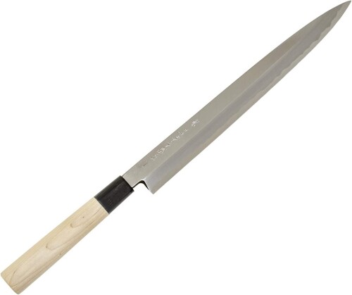 堺源吉 堺一文字吉國 日本製 柳刃 包丁 300mm 白二鋼 木柄 堺の包丁 111127 サイズ:(全長)約44.5cm、(刃渡り)約30cm、(刃幅)約3.5cm、(持ち手厚み)約2cm 素材・材質:刀身=ヤスキ白鋼本霞、柄=水牛柄 お...