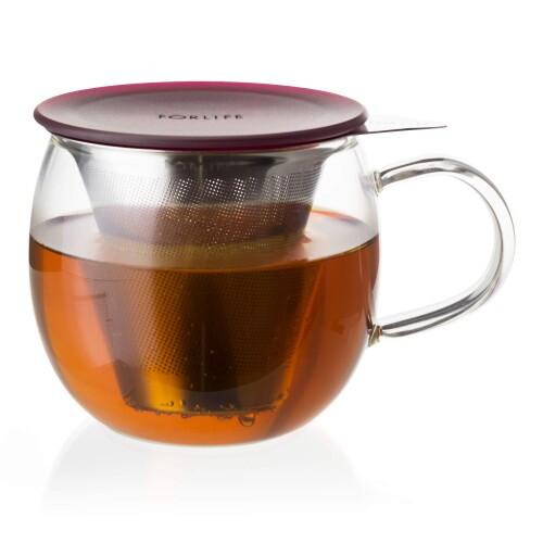 Forlife フォーライフ ルシディティ ガラス ブリューイン カップ (茶こし・蓋付) クランベリー 832 12 oz/355ml 商品サイズ:約11.9×8.5×8.8cm 商品重量:0.187kg 容量:約355ml 素材:カップ...