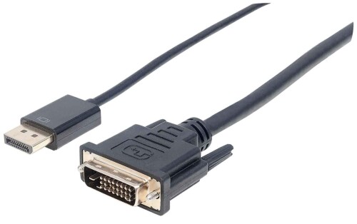 Manhattan DisplayPort 1.2A - DVI ケーブル ディスプレイポート 1.2A (オス) - DVI-D 24+1m 3 m Black(ブラック) 152136 ディスプレイポート1.2A (オス) - DVI-...
