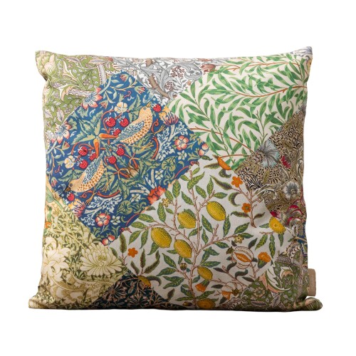 Jubilee クッションカバー サテンコットン ウィリアムモリス柄 Patchwork 45x45cm 両面プリント ジッパー付き 『デザイン』色彩豊かなウィリアム・モリスのデザインを使用。可愛らしいプリントがおしゃれにお部屋を彩ります。...