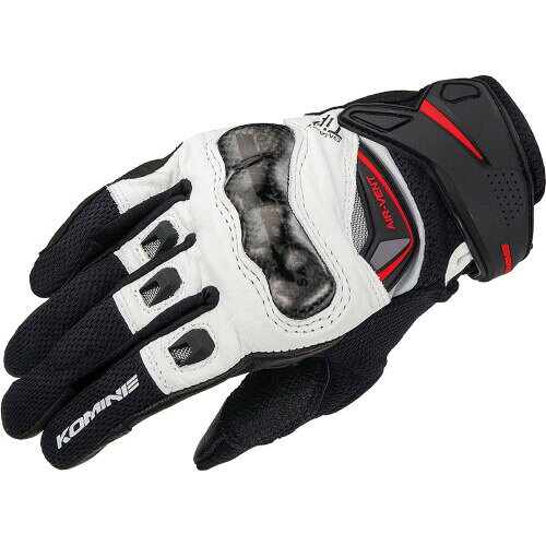 (コミネ) バイク カーボン プロテクト レザー メッシュ グローブ プロテクター 通気性 White/Black L GK-224 06-224 ・拳にプロテクターを装備したレザー × メッシュグローブ ・握りやすい立体パターン採用 ・カ...