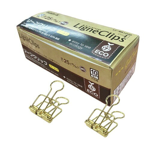 サンケーキコム リーンクリップ MS 25mm 10個入×5箱 LC-MS50GD ゴールド 【使用時サイズ】W25mm×D33mm×H20mm 【入数】10個×5箱(計50個) 【挟口サイズ】25mm 【材質】スチール、メッキ 【とじ枚数...