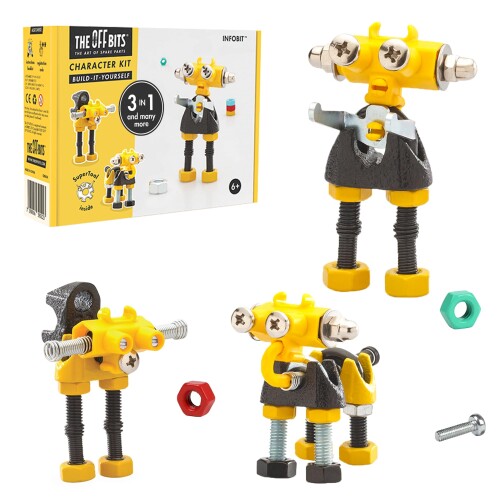 ボーネルンド オフビッツ (THE OFF BITS) インフォビット 6歳頃から OF0203 ボルト・ナット・電気部品などのパーツを組み立てるDIYキット。目や口となるパーツの角度を少し変えるだけで表情が変わり、自分だけの特別な作品が完...