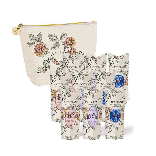 ロクシタン(L'OCCITANE) カドー アン フルール ハンドクリーム10mL 9本 ギフトセット ポーチ付き 誕生日 人気 プレゼント 餞別 送別 【キット内容】 フルールドスリジエサクラ[チェリーブロッサム] パフュームド ハンドク...