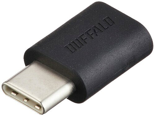 バッファロー BUFFALO 変換アダプタ microB to TypeC ブラック BSMPCADC100BK コネクター形状:USB Type-C(オス)/USB microB(メス)、56k[オーム]レジスタ実装 寸法(アダプターサイ...