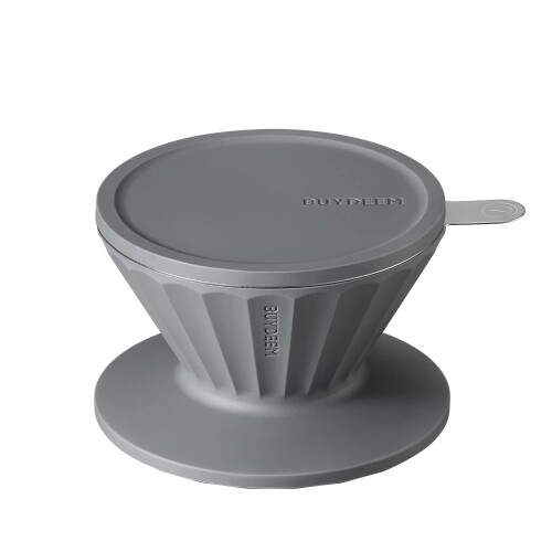 BUYDEEM coffeeseries ドリッパーセット グレー コーヒー 再利用可能なステンレスフィルターとガラスカップがセットになったコーヒードリッパーセット。 再利用可能なステンレスフィルターとガラスカップがセットになったコーヒード...