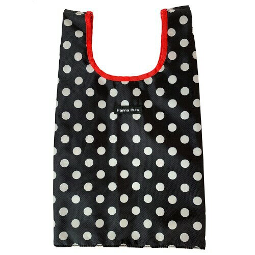 ポケッタブルトートバッグ Sサイズ ポルカブラック 折りたたみ 軽量 横25×縦42cm　41g 付属ゴムで折りたたみ マチがたっぷりで見た目以上の収納力 幅広の持ち手で重い荷物も持ちやすい 撥水加工で雨の日も安心 説明 マチがたっぷりで見...
