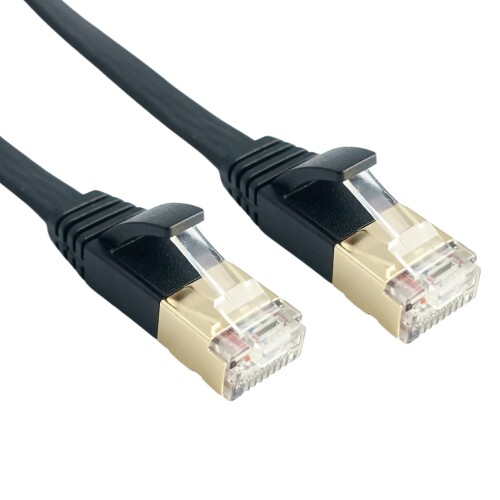 KC SECURITY CAT7 25m フラットLANケーブル(ブラック) 薄さ2mm 超高速10GBASE-T 600MHz 10Gbps カテゴリー7 シールド RJ45 爪折れ防止 やわらか スリム ブラック パソコンやハブ、ルータ...